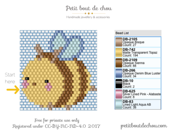 Petite abeille kawaii miyuki brick stitch bee - Petit Bout de Chou